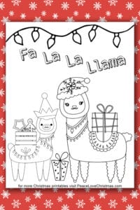 Christmas Llama Coloring Page