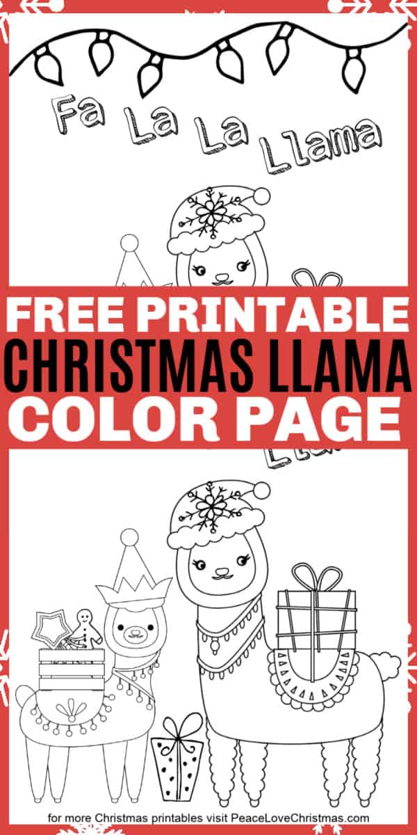 Christmas Llama Coloring Page