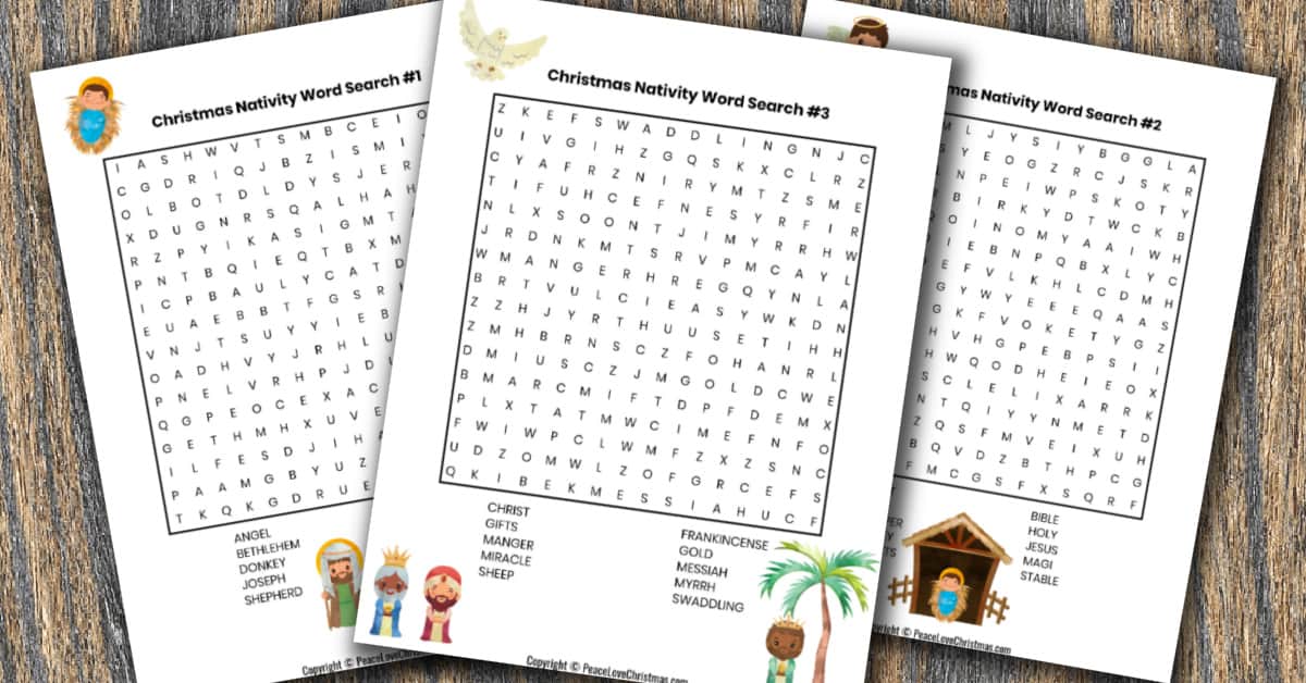 Christmas Nativity Word Search - Peace Love Christmas