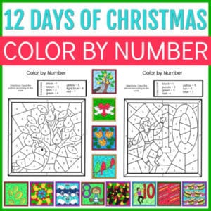 12 Days of Christmas Color by Number Printable