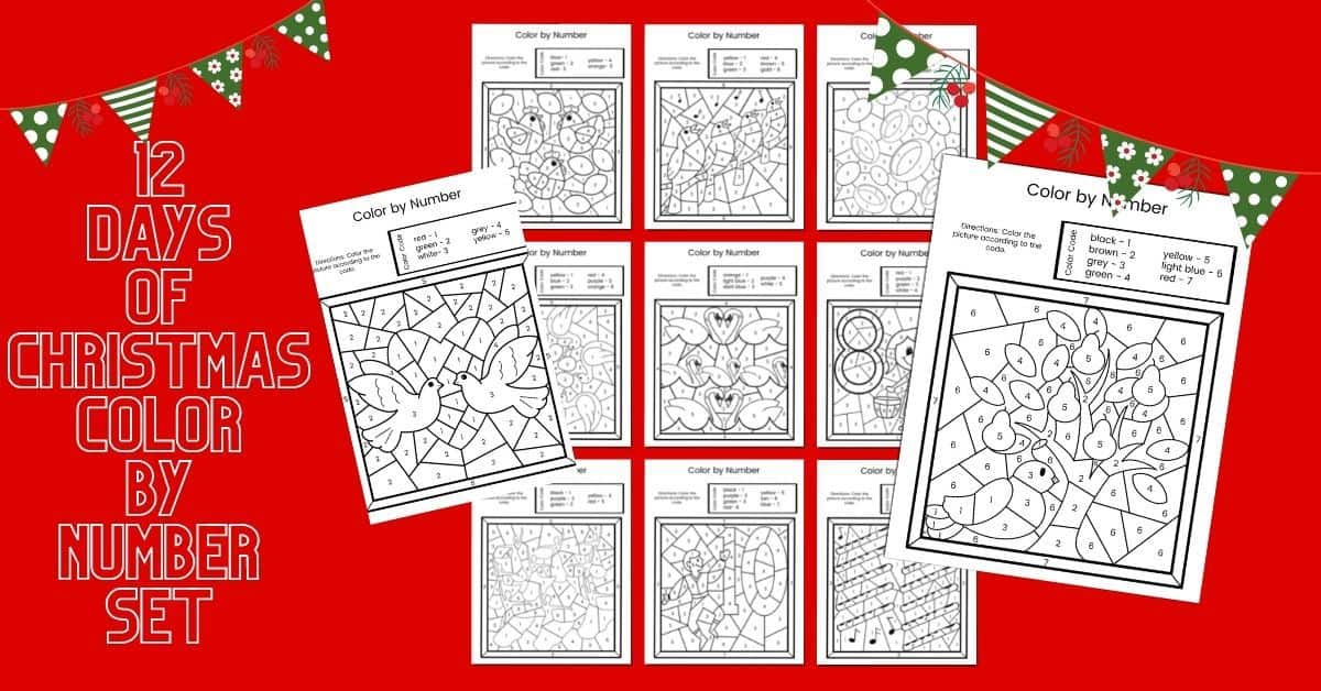 12 Days of Christmas Color by Number Printable