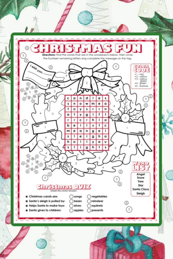 Free Printable Christmas Activity Sheets For Kids