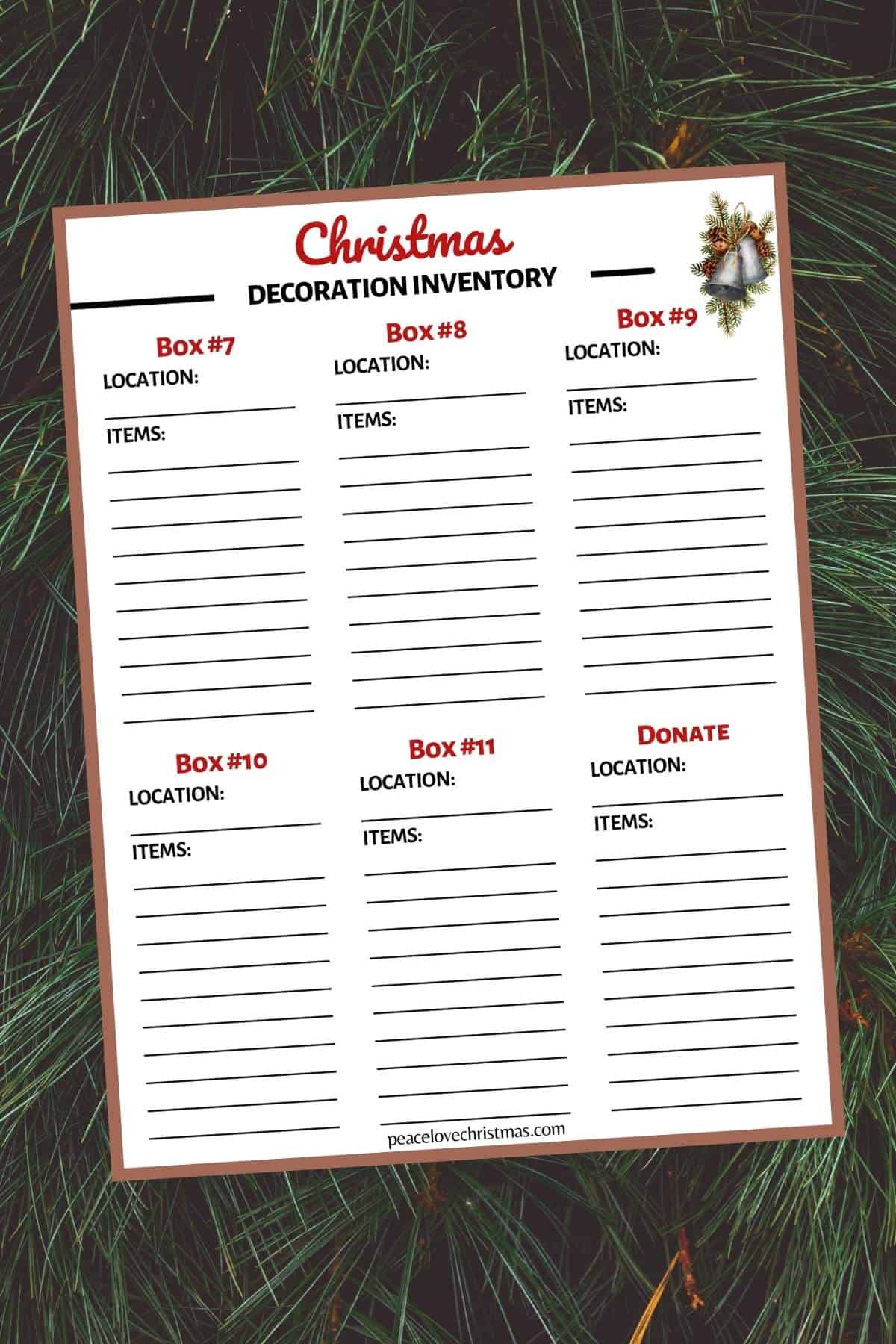 Christmas Decorations Inventory Printables