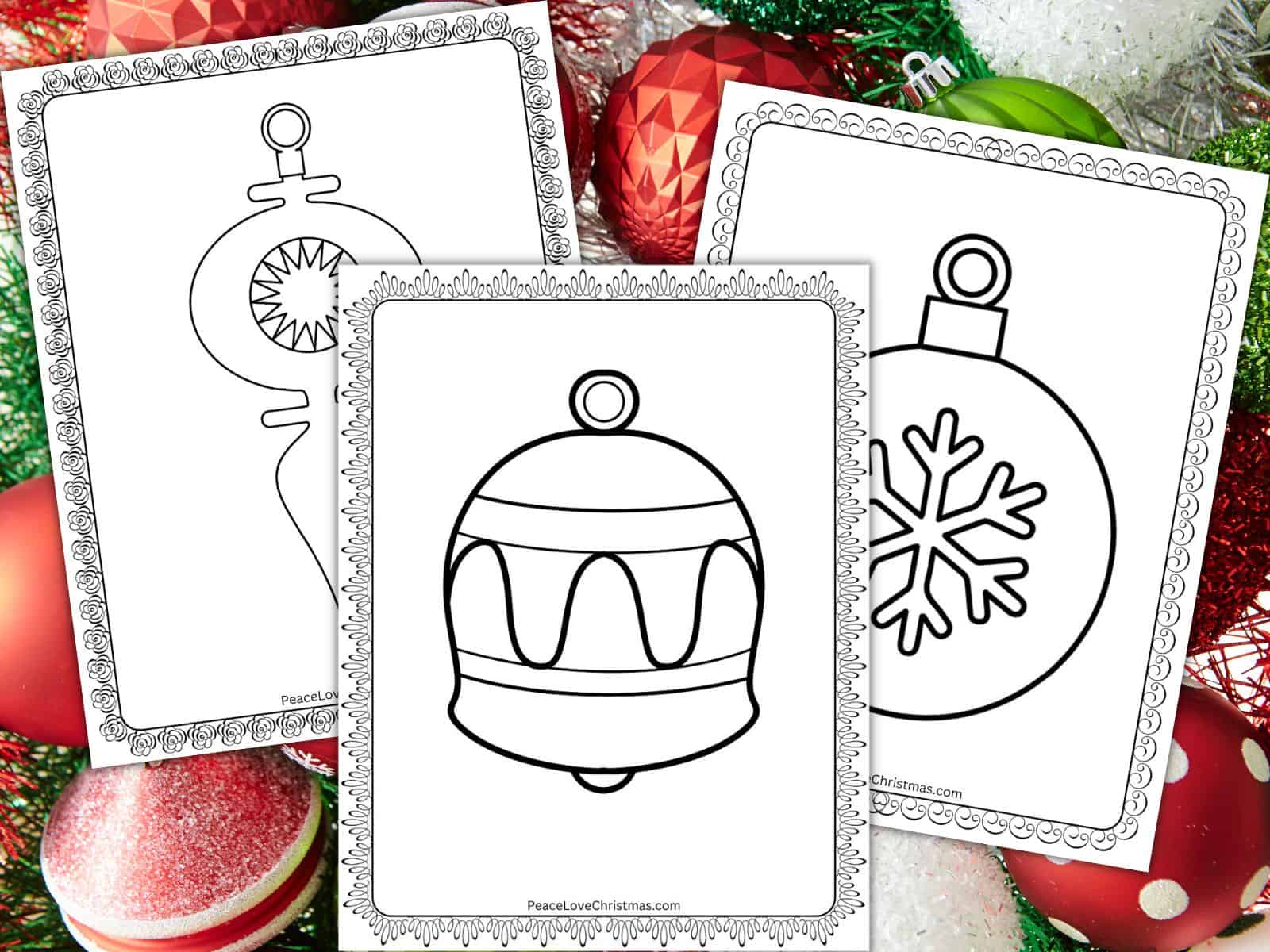 Ornament Coloring Pages for Kids - Peace Love Christmas