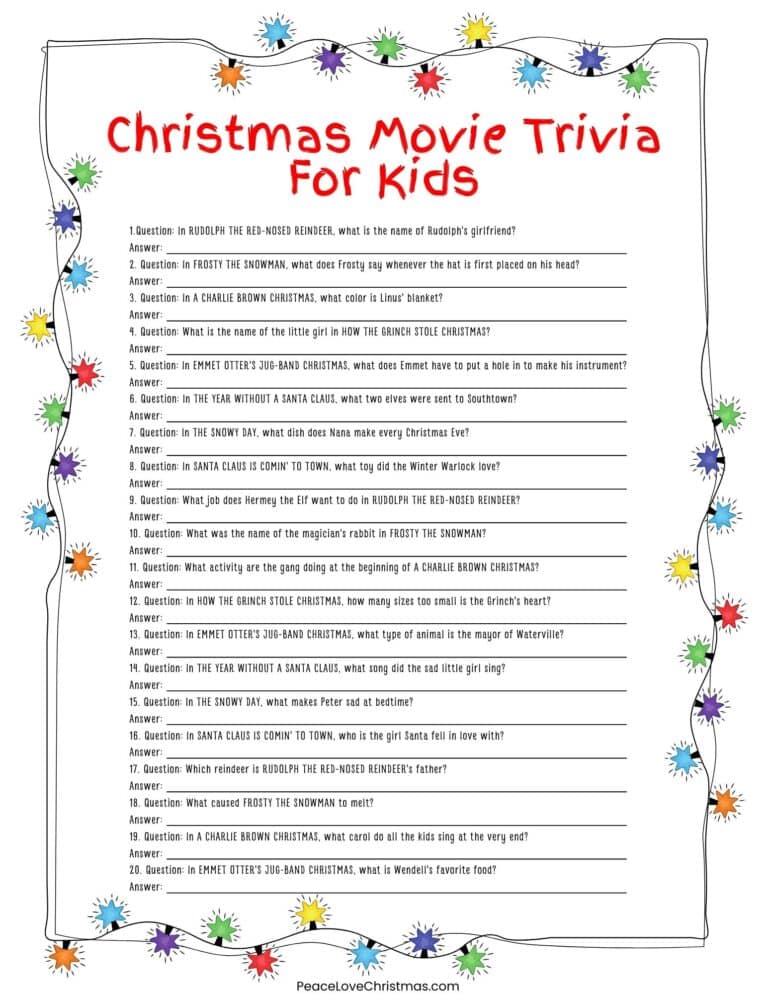 70 Free Christmas Movie Trivia Printables for Fun Games - Peace Love ...