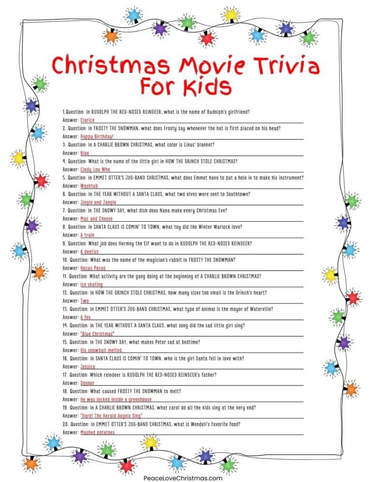 70 Free Christmas Movie Trivia Printables for Fun Games - Peace Love ...